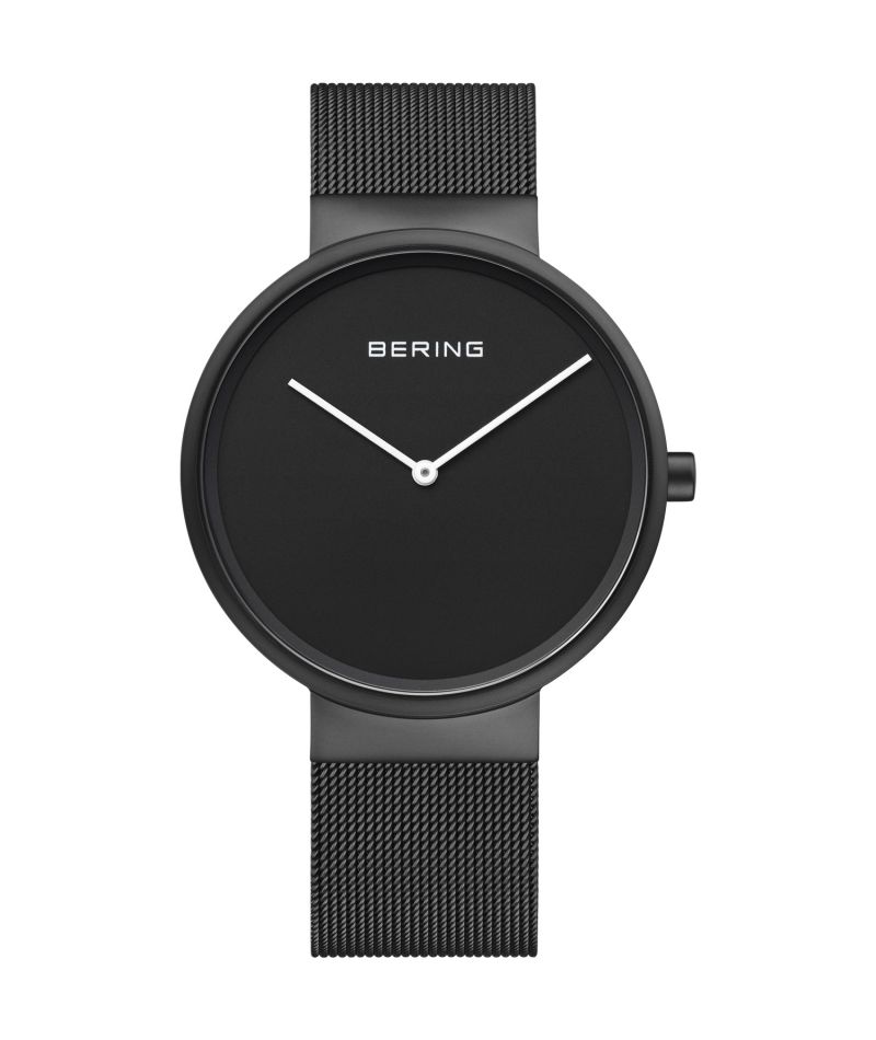 Bering Unisex black watch w/mesh bracelet and a black dial | Embix