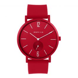Bering Unisex red watch w/silicone strap and red dial | Embix